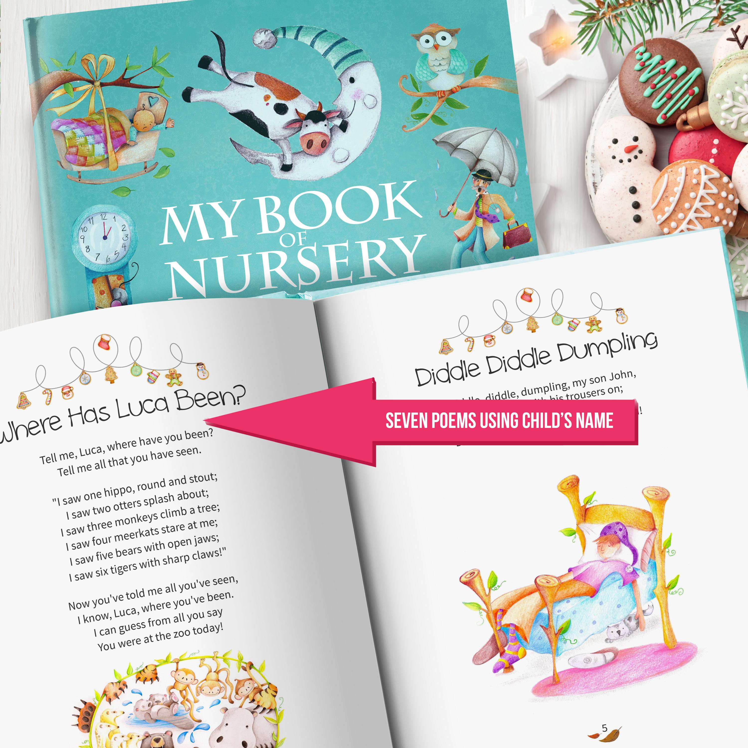 My First Christmas Personalised Nursery Rhyme & Poems Keepsake Book for ...