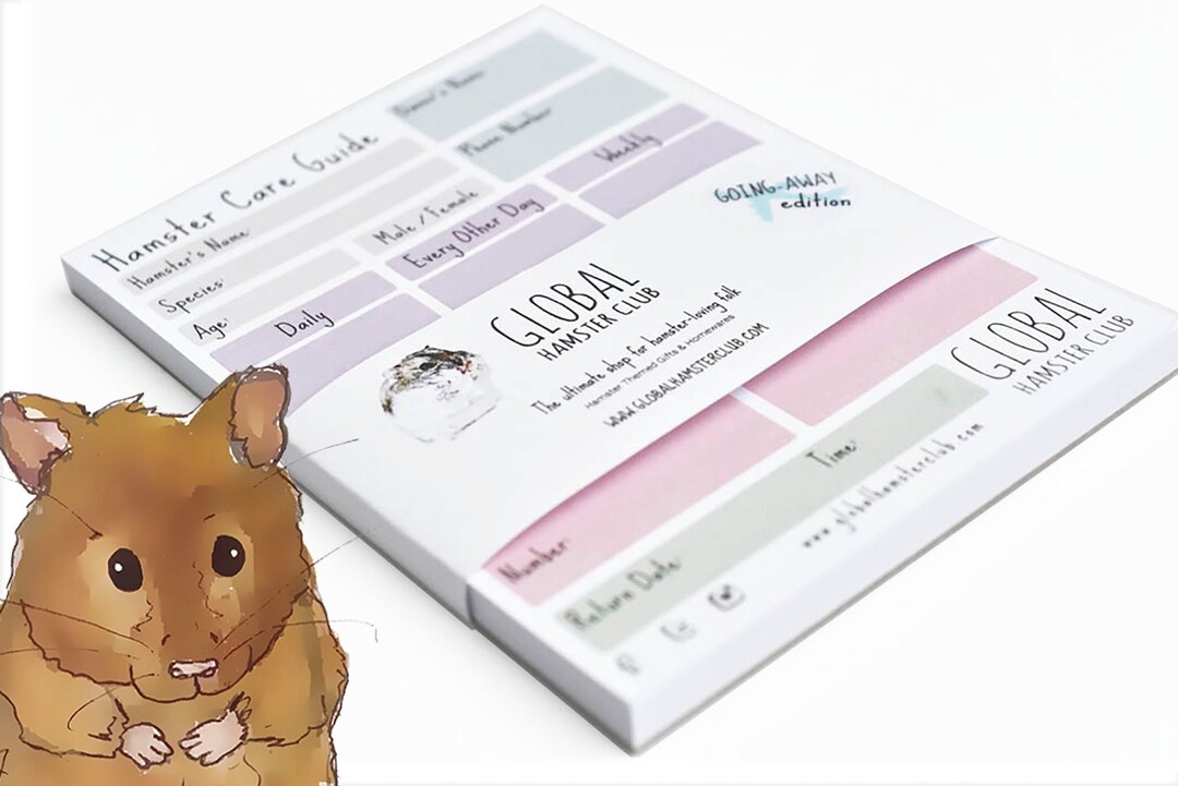 Hamster Care Planner Pet Sitter Instructions 50 Page Notepad Hamster Gift Small Pet Guide ...