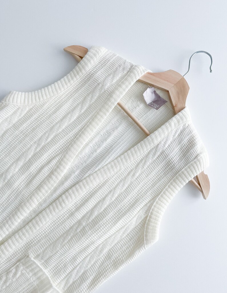 Vintage Cream Cable Knit Sweater Vest Cardigan Size XS - Etsy