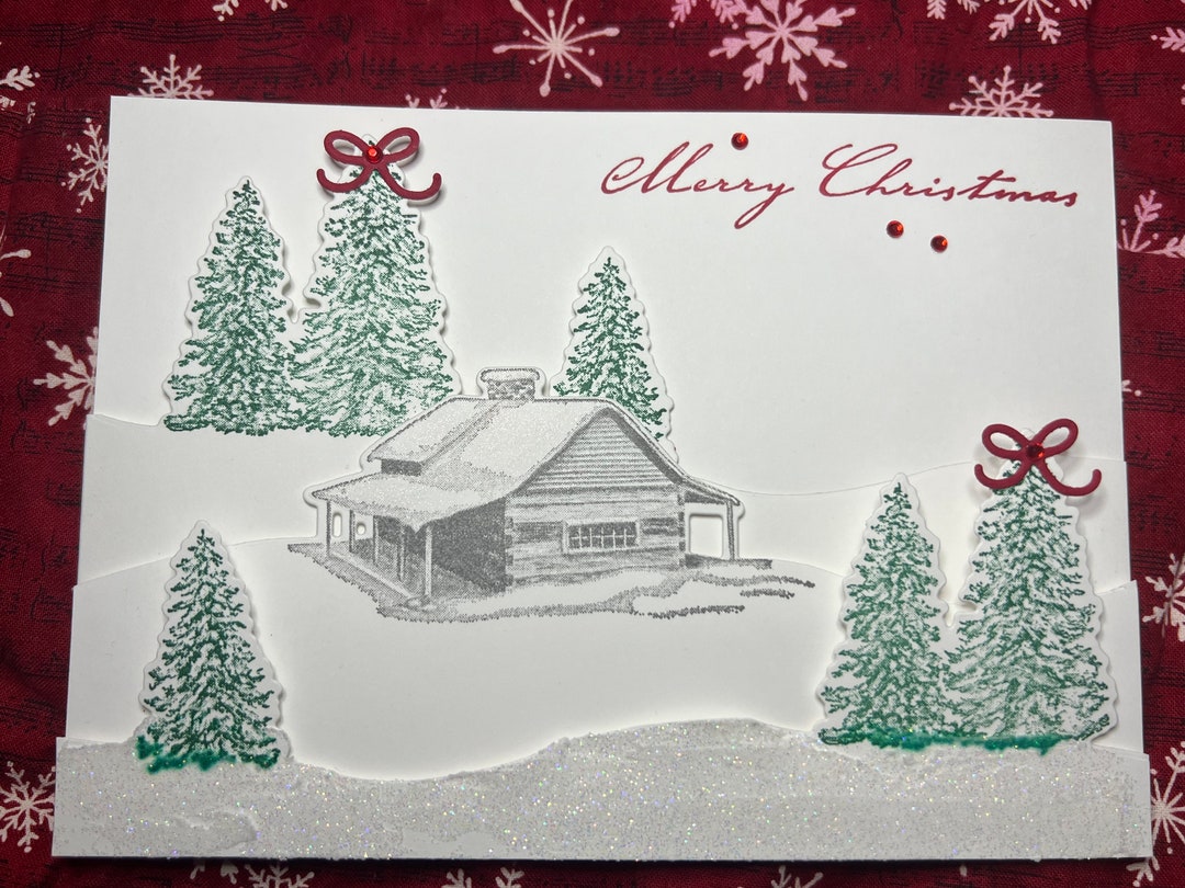 Winter Cabin Christmas Card - Etsy