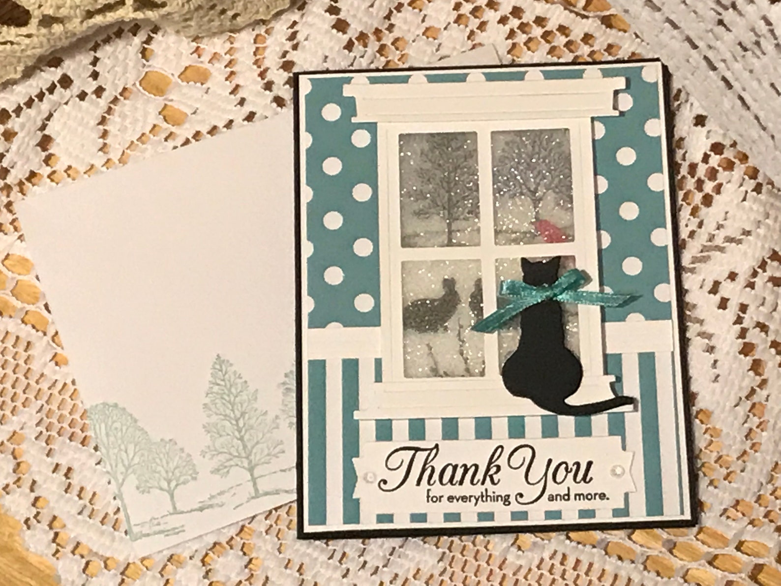 Thank You Card With a Cat and Window Scene - Etsy