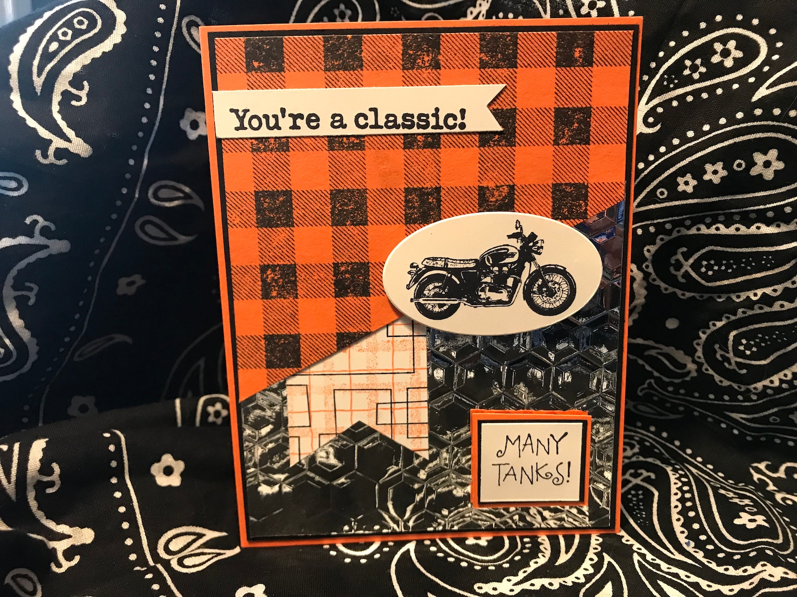 Motorcycle Themed Card Orange and Black Motorcycle Card | Etsy