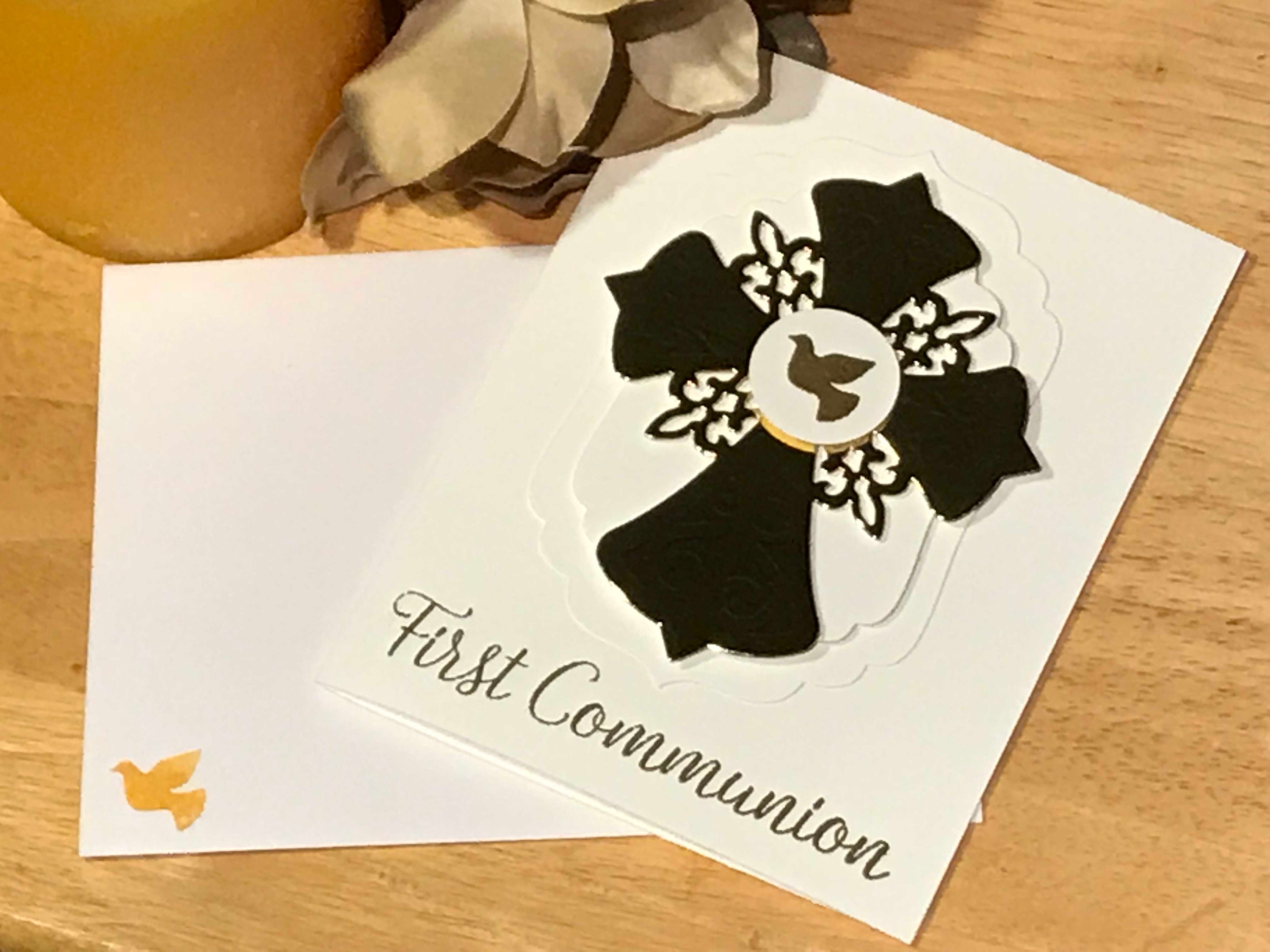 First communion card 1st communion card religious card | Etsy