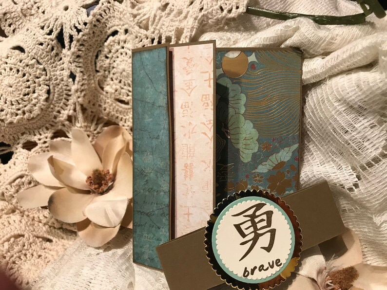 Asian Multi-fold Note Card With Belly Band, Handmade Asian Note Card ...