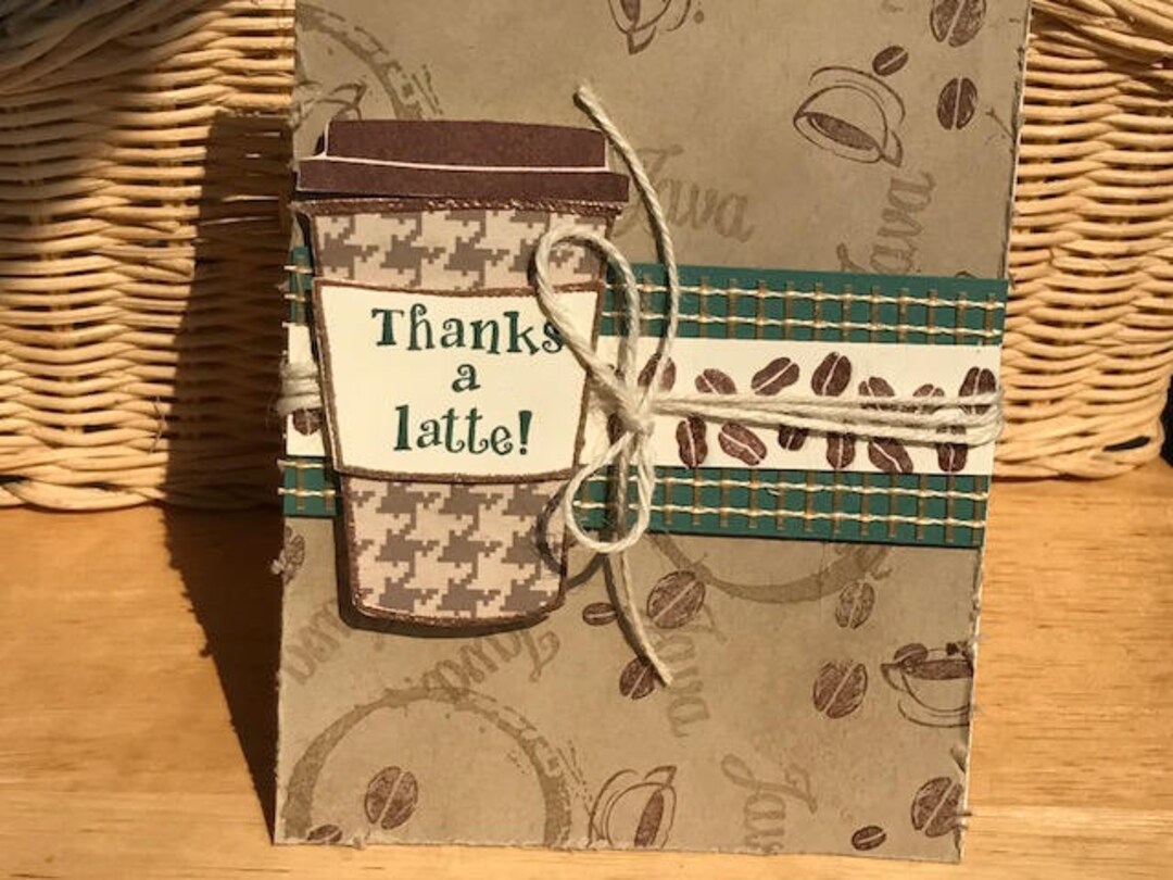 Thanks a Latte Card, Coffee Themed Card, Coffee Card, Coffee Cup Card ...