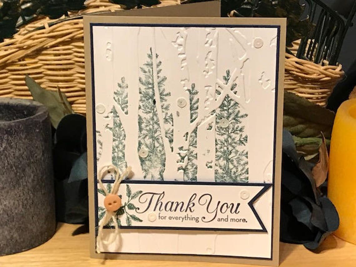 Woodland Trees Thank You Card - Etsy