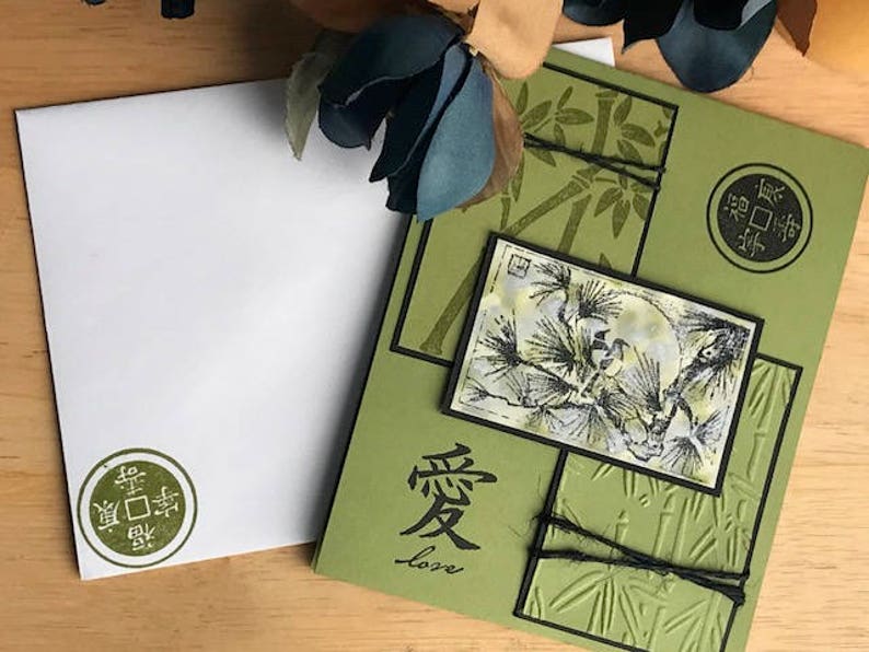 Asian Themed Note Card, Oriental Themed Note Card, Vintage Asian ...