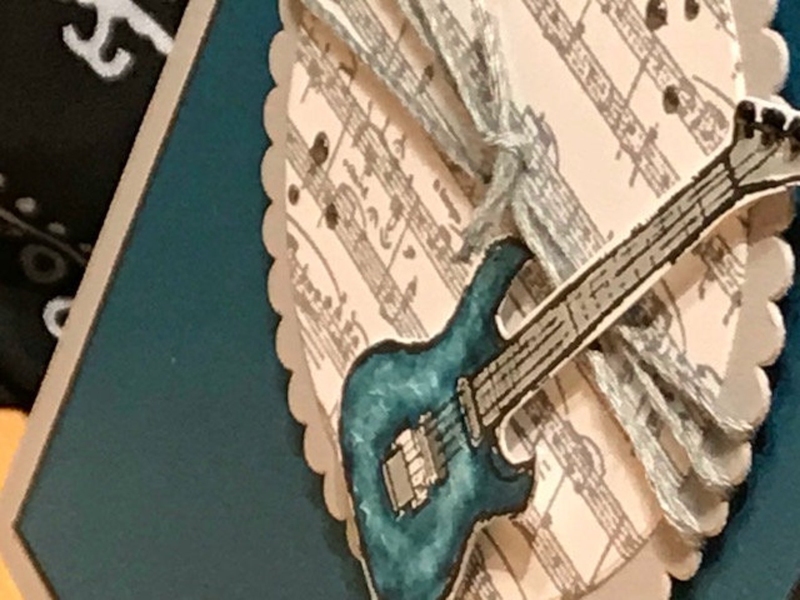 Guitar with music birthday card | Etsy