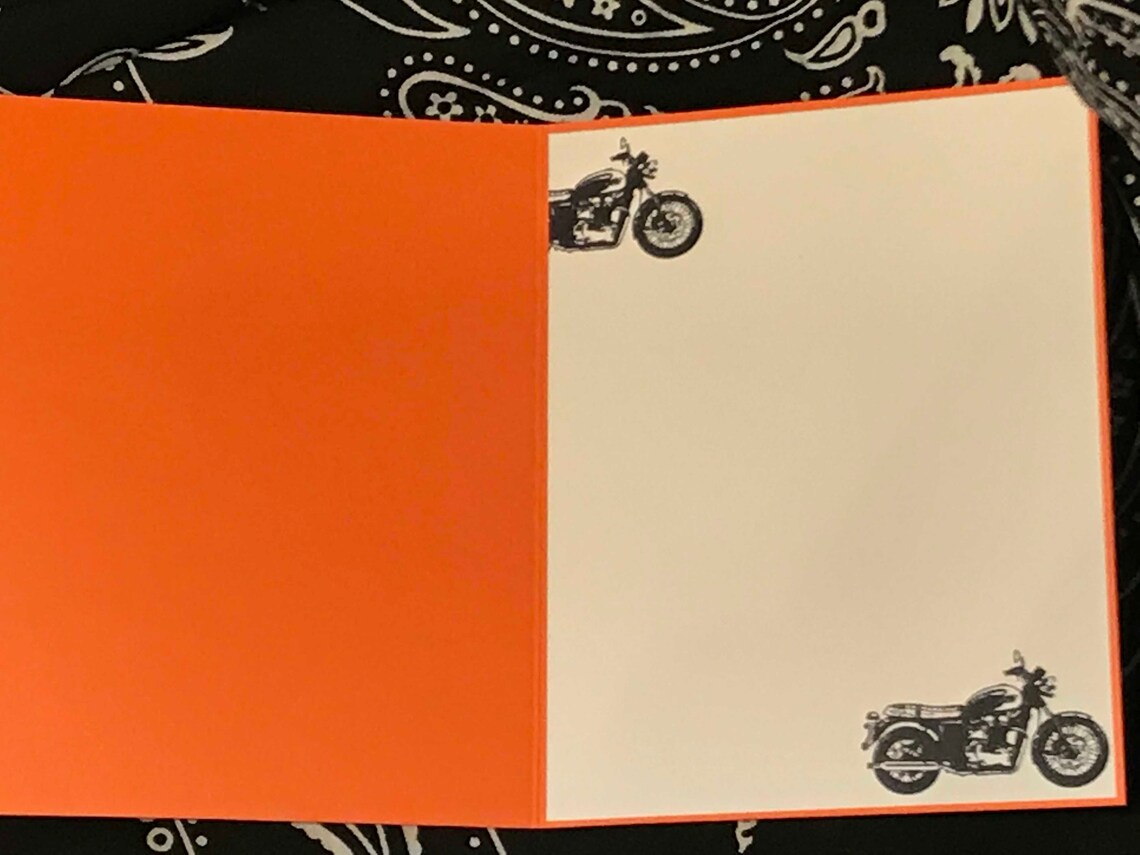 Motorcycle Themed Card Orange and Black Motorcycle Card | Etsy
