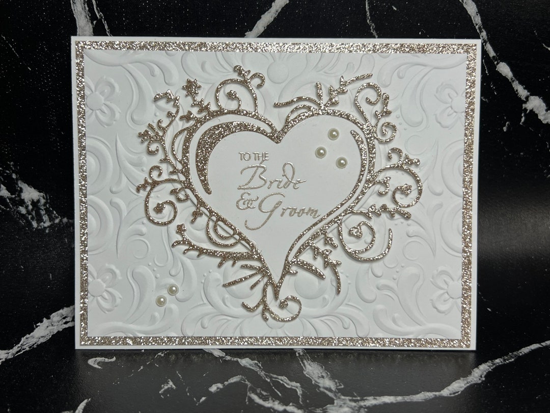 Shimmery, Fancy Heart Wedding Card - Etsy