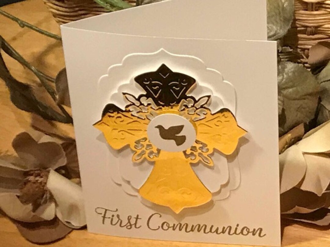 First Communion Card, 1st Communion Card, Religious Card, Cross Card - Etsy
