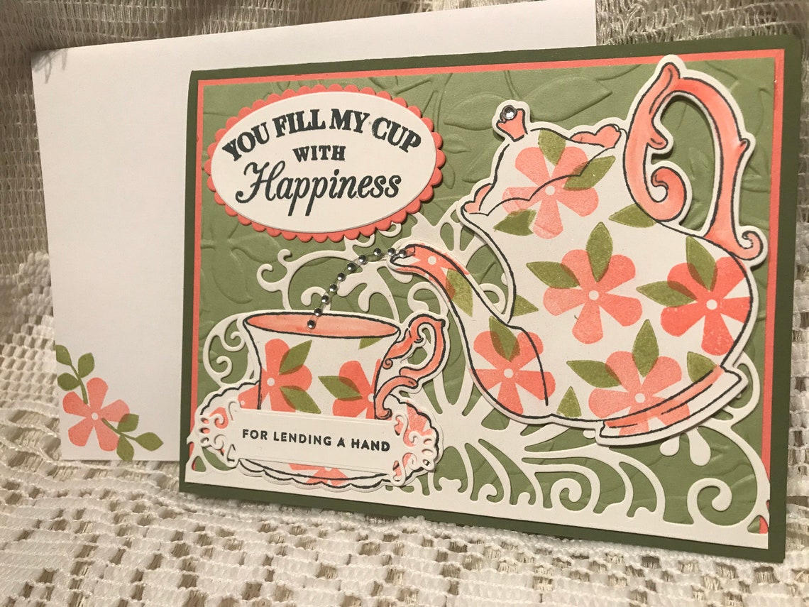 Tea Pot and Cup Thank You Card Coffee Thank You Card | Etsy