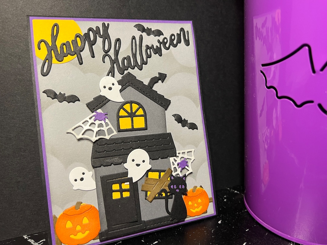 Happy Halloween Haunted House Card - Etsy