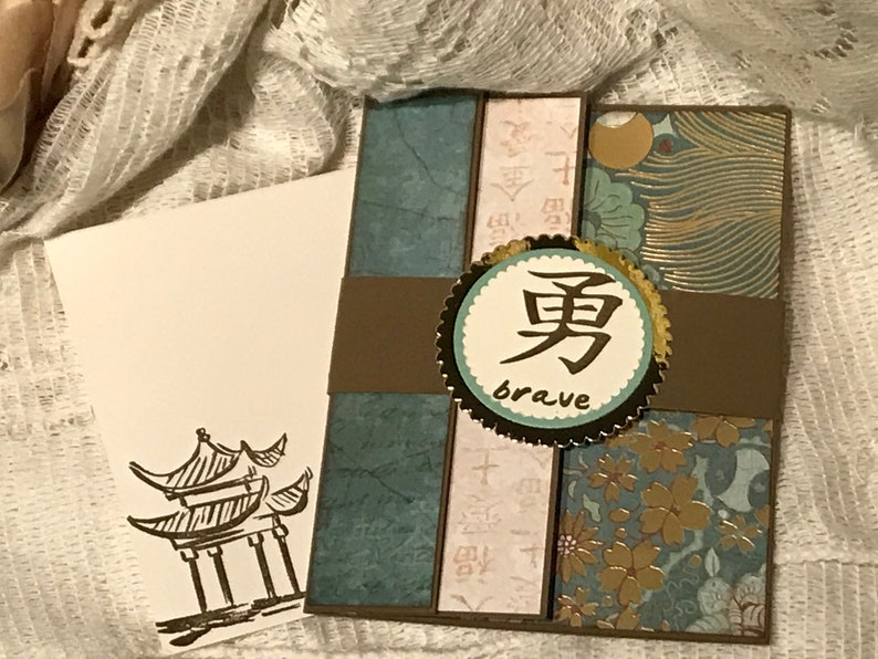 Asian Multi-fold Note Card With Belly Band, Handmade Asian Note Card ...