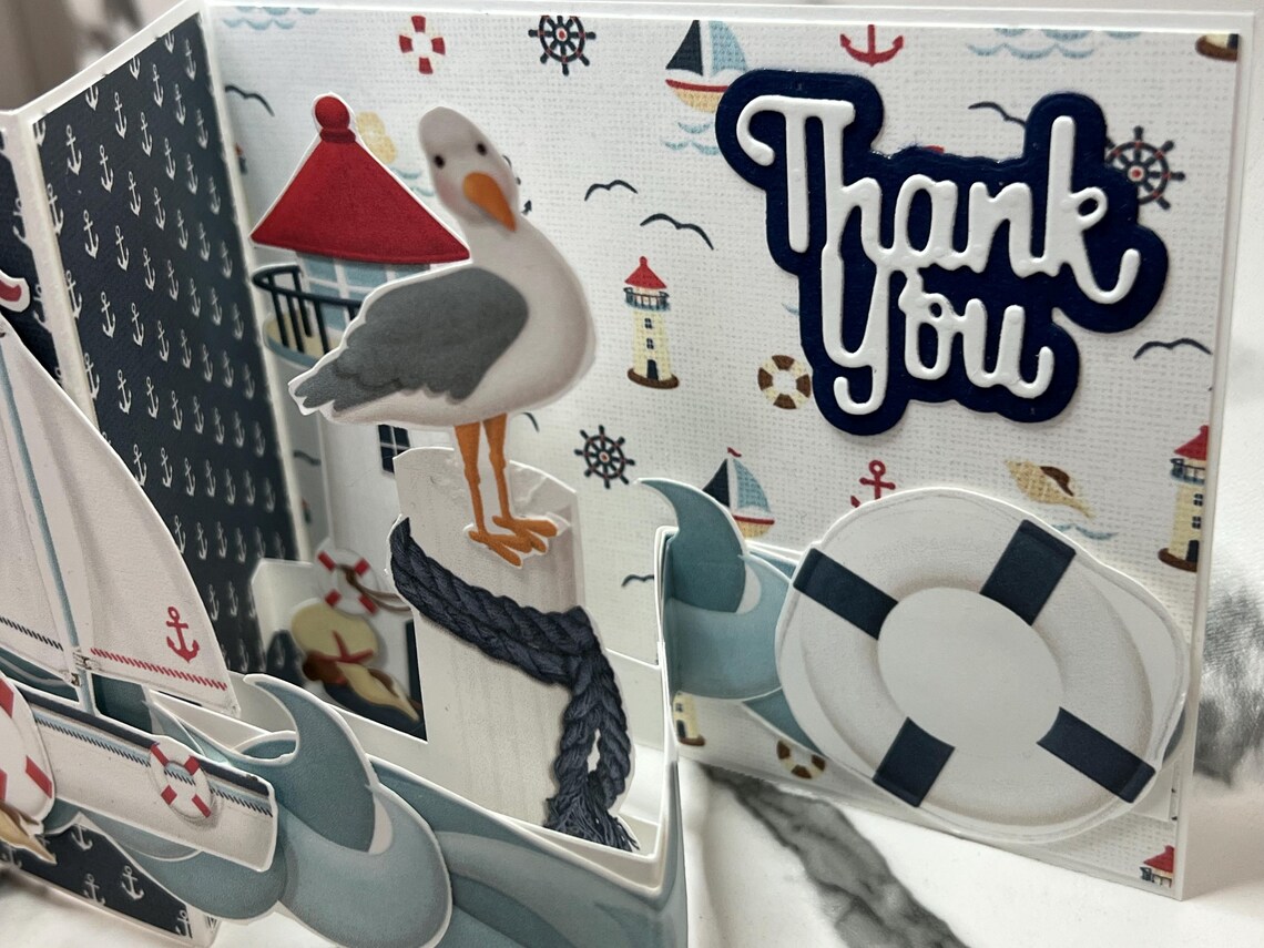 Nautical Themed Z-fold Thank You Card - Etsy