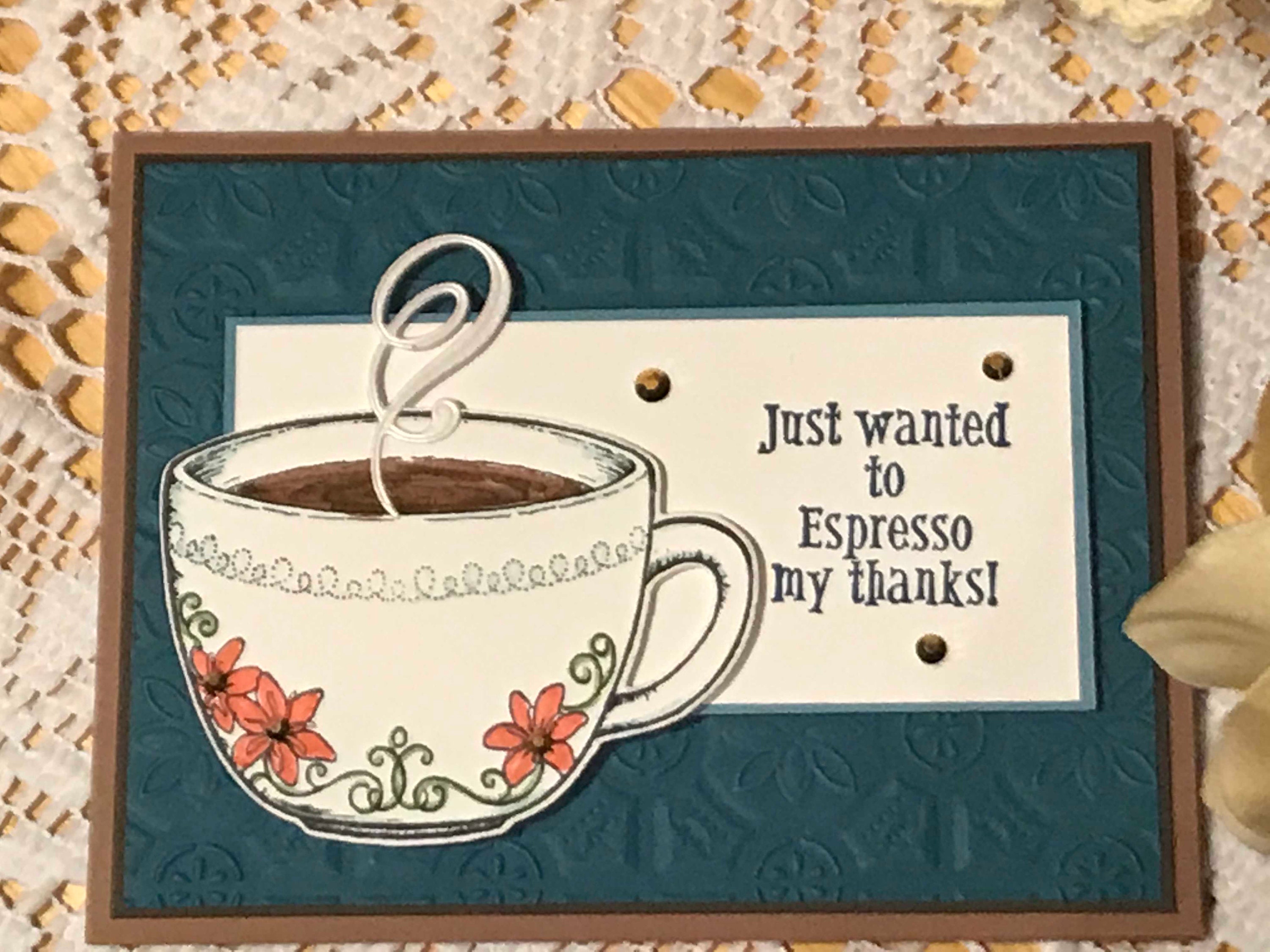 Thank You Card Espresso My Thanks Card Coffee Themed Thank - Etsy