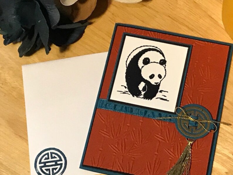Panda Note Card, Asian Panda Note Card, Elegant Panda Note Card - Etsy