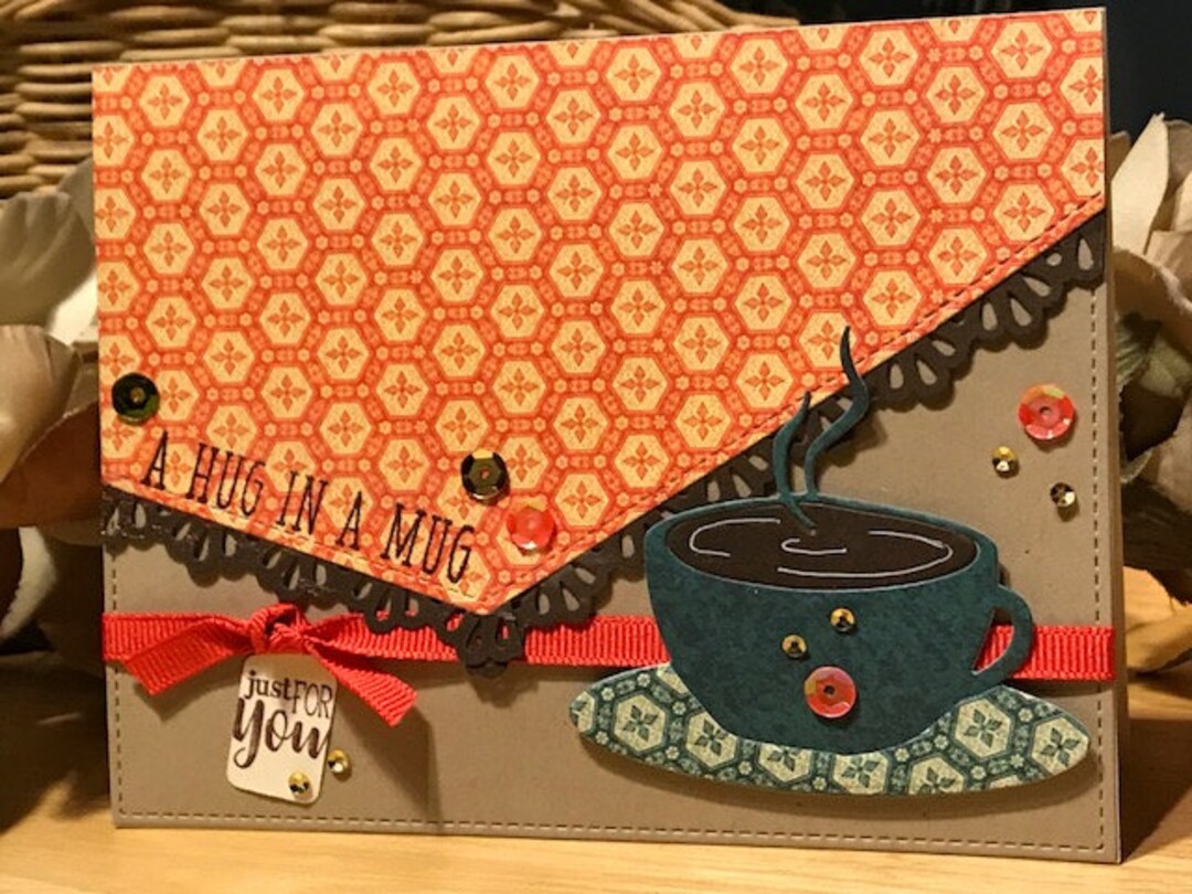 Coffee Themed Notecard, Hug in a Mug Card, Coffee Cup Card, Coffee Mug ...