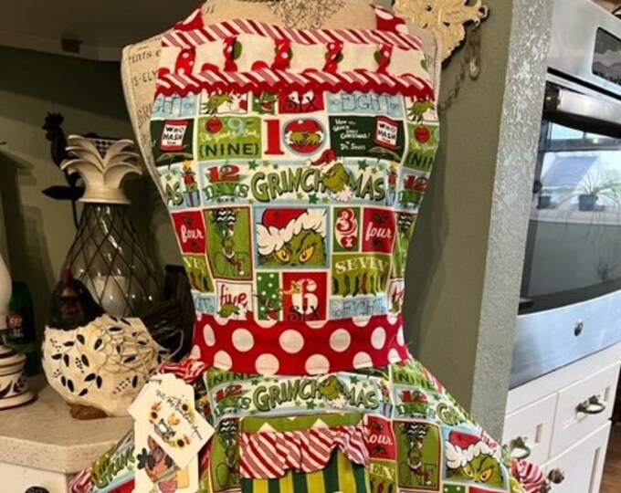 Vintage Inspired, Grinch Christmas Apron, Grinch, Christmas Gifts ...
