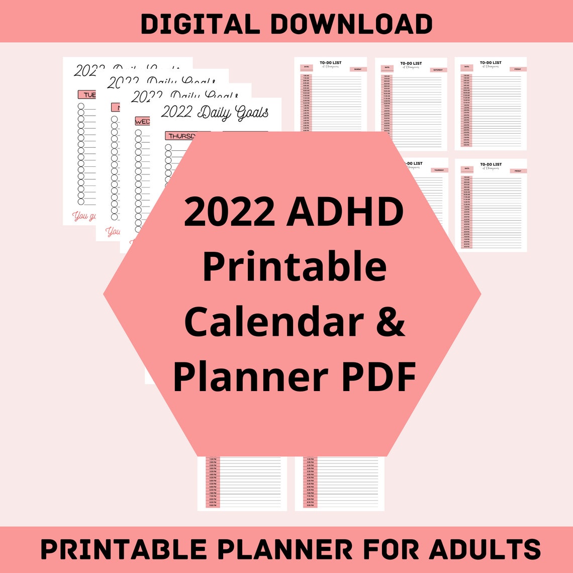 2022 ADHD Printable Calendar & Planner Bundle ADHD Personal - Etsy