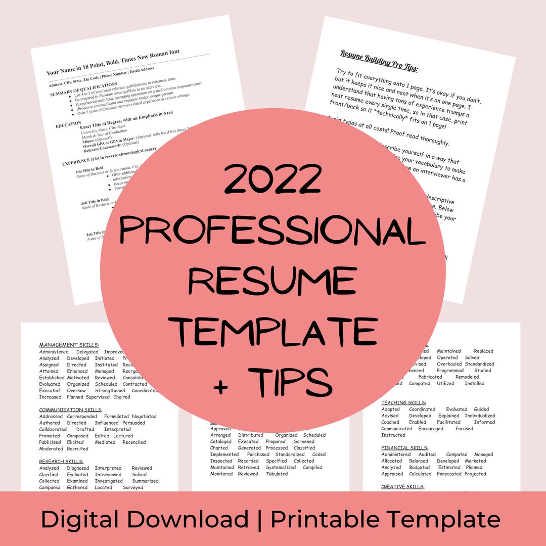 2022 Professional Resume Template | Clean, Modern, Simple Resume ...