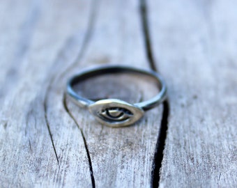 Sterling Silver Eye Stacking Ring: Handcrafted Tribal Eye Design - Etsy