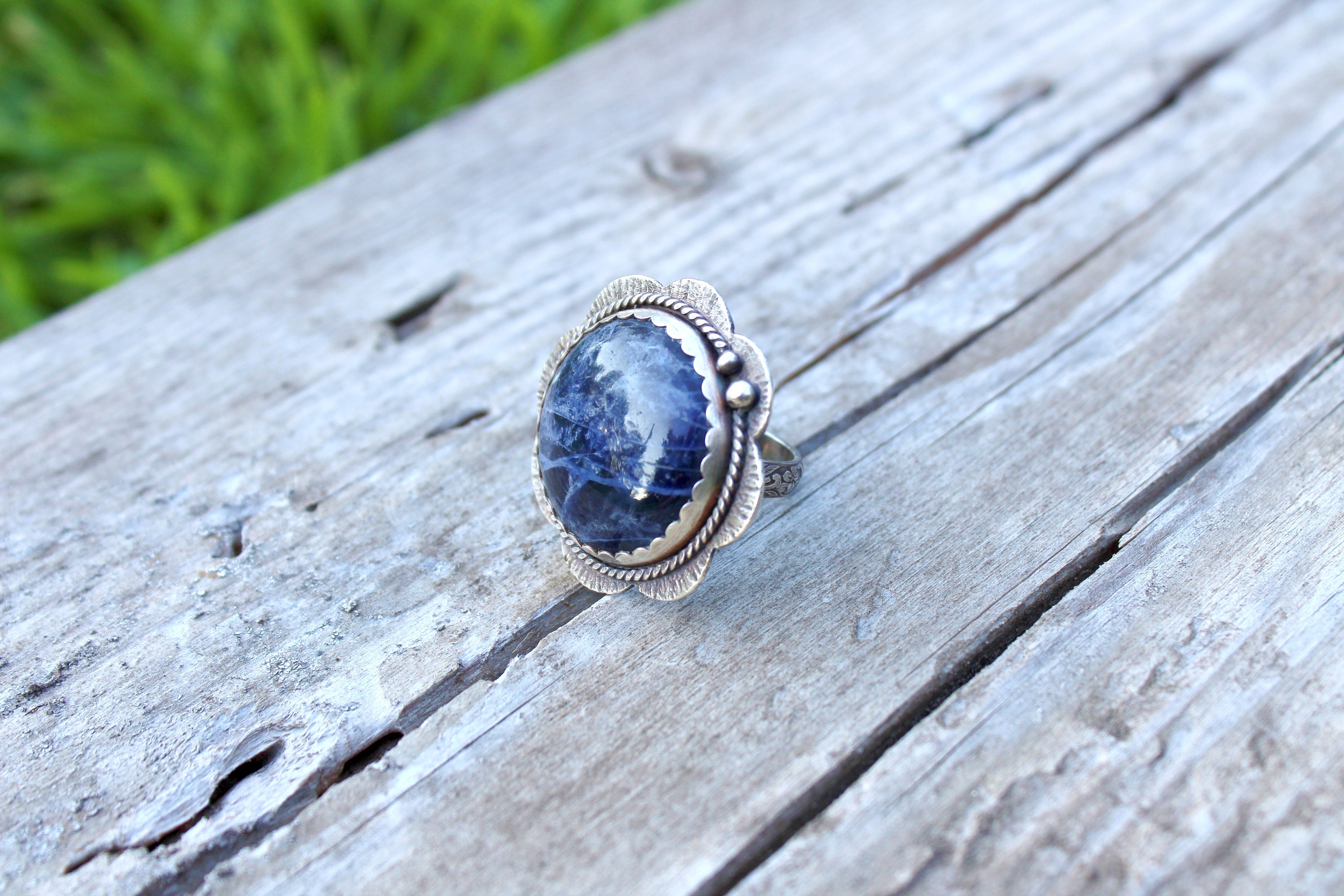 Summer Rains Ring ~~ Sterling Silver Natural Flower Boho Statement Ring ...