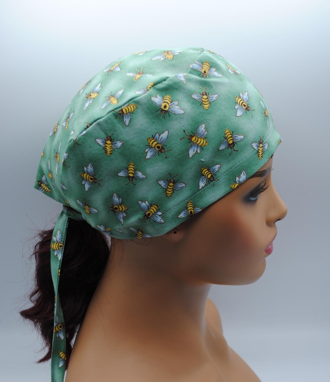 Green Honey Bee Surgical Scrub Cap | Regular Style Headwear for Nurses ...