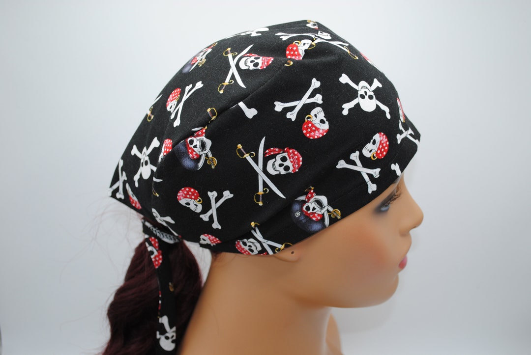 Pirate Skull Surgical Scrub Cap for Nurse, Doctor, Men, Women, Cotton ...