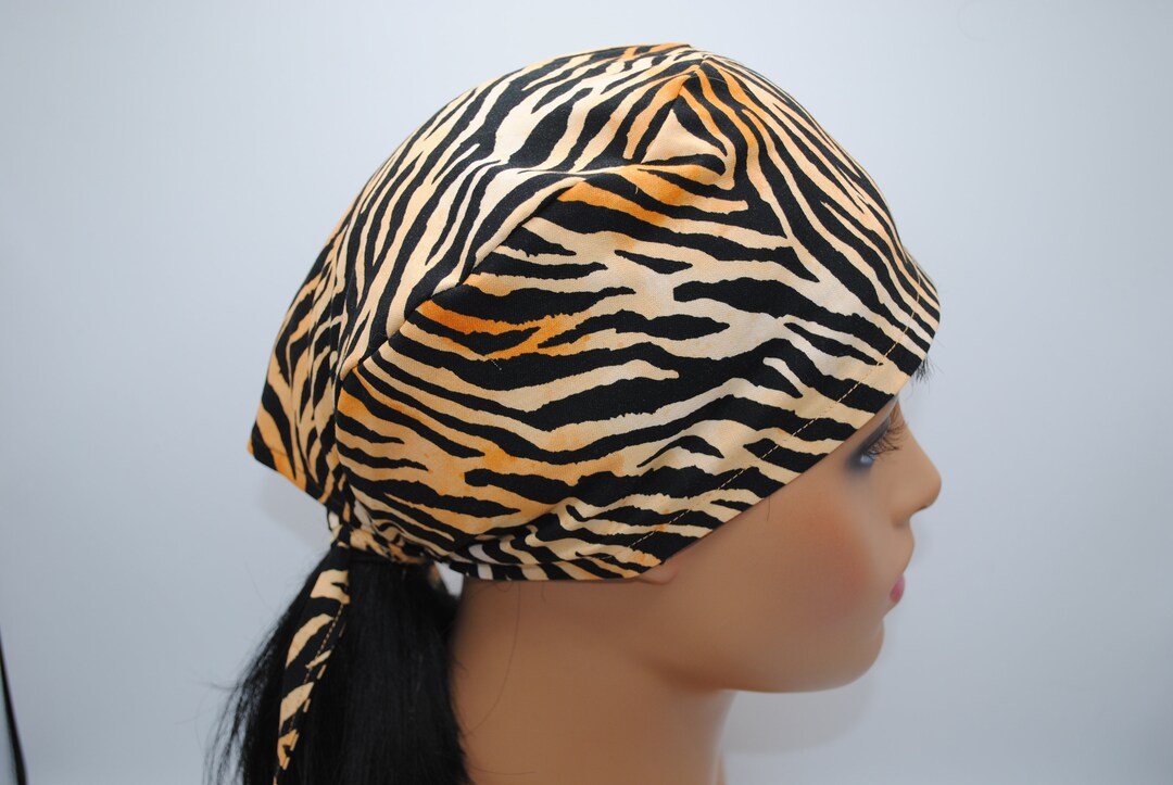 Tiger Striped Surgical Scrub Cap for Nurse, Doctor Scrub Hat, Skull Cap ...