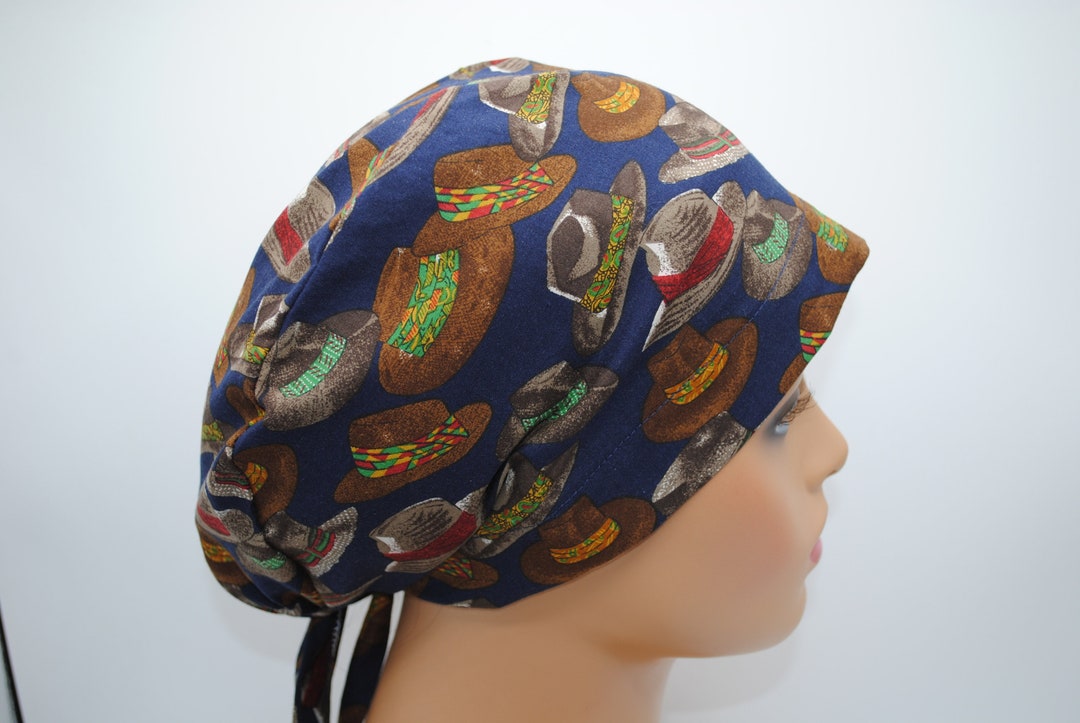 Summer Fedora Surgical Scrub Cap for Long Hair, Great Hair Cover for ...