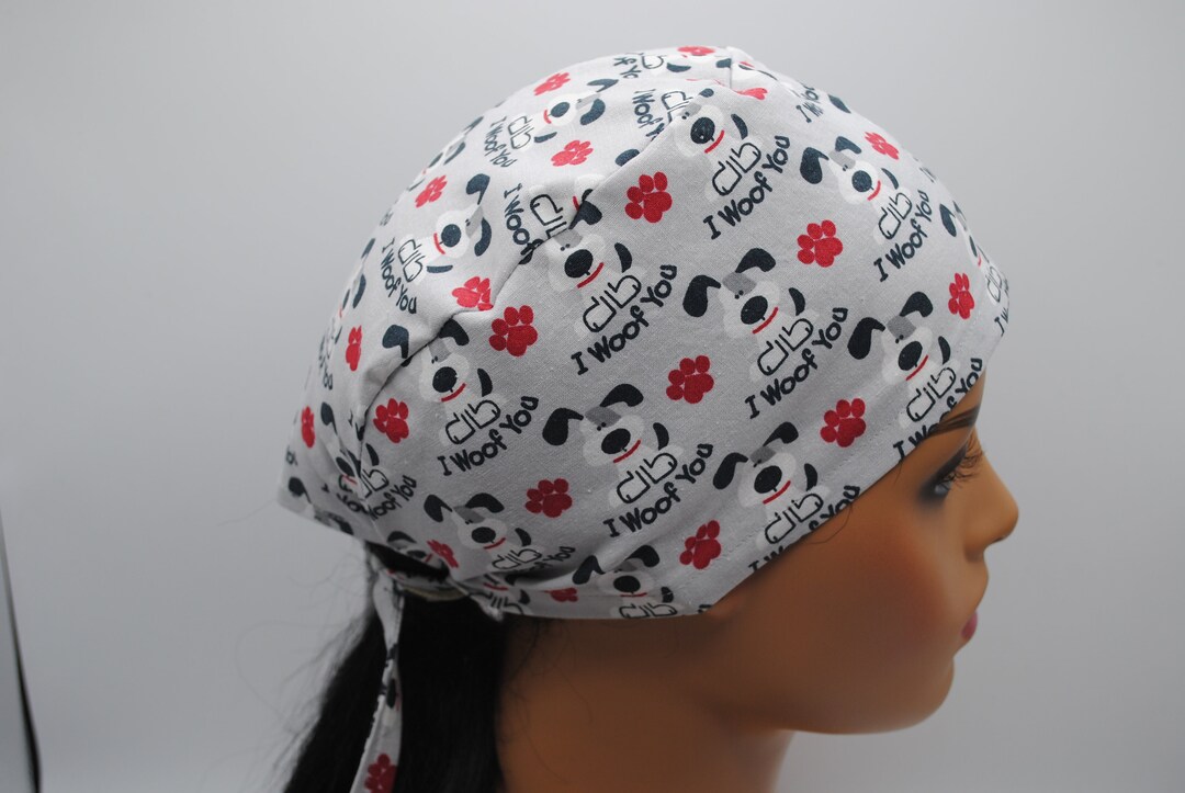 I Woof You Puppy Dogs Surgical Scrub Cap Nurse Doctor Scrub Hat, Skull ...