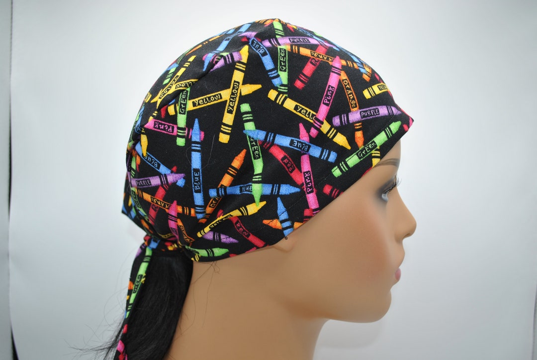 Colorful Crayons Surgical Scrub Cap: Cotton Tie Back Hat - Etsy
