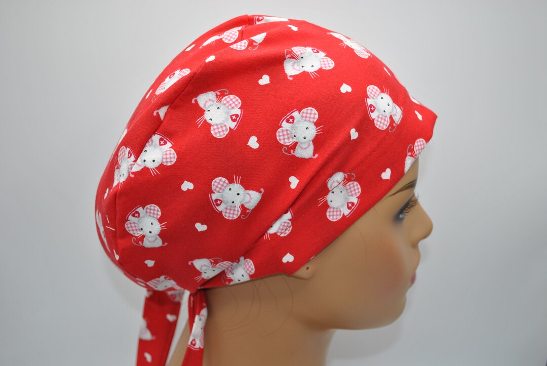 Little Nurse Mouse Surgical Scrub Cap for Long Hair, Great for Nurse ...