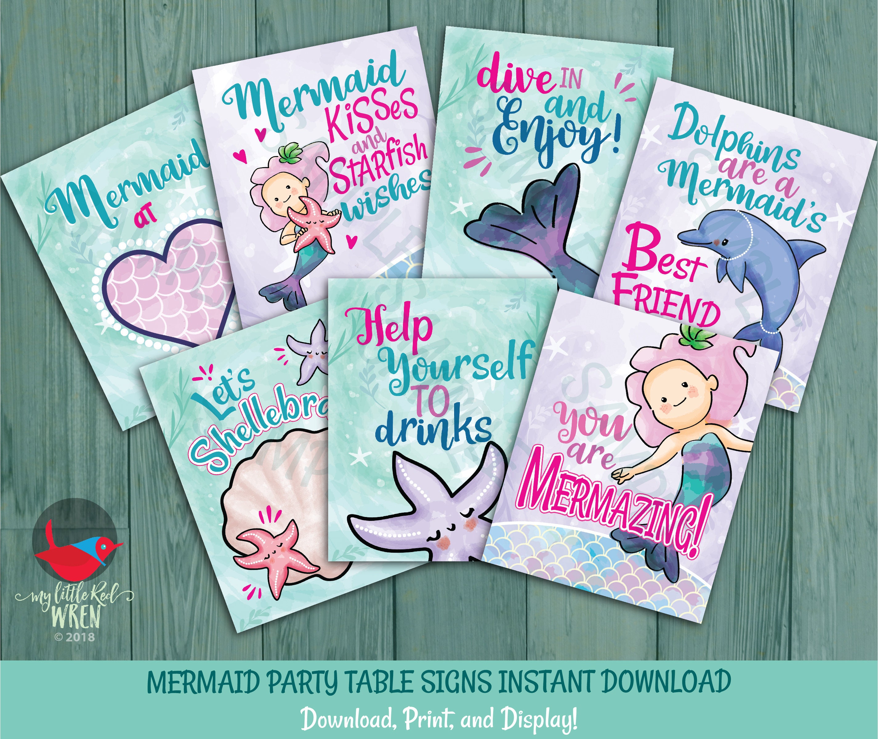 Mermaid Party Table Signs | Birthday Party | Under the Sea Party ...