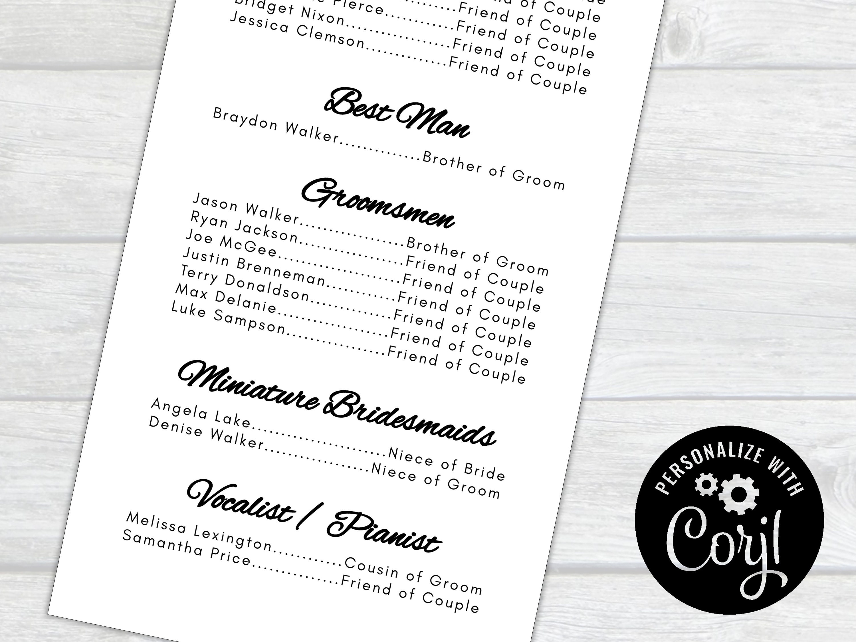 Traditional Wedding Ceremony Program | Elegant Catholic Wedding Program ...