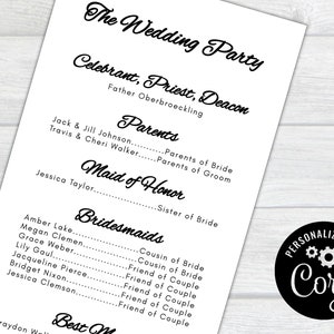 Traditional Wedding Ceremony Program | Elegant Catholic Wedding Program ...