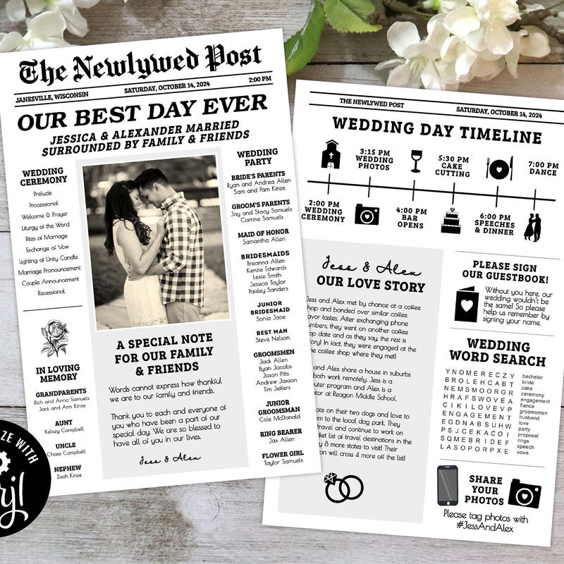 Newspaper Wedding Program - Etsy