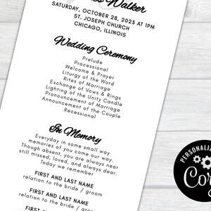 Traditional Wedding Ceremony Program | Elegant Catholic Wedding Program ...