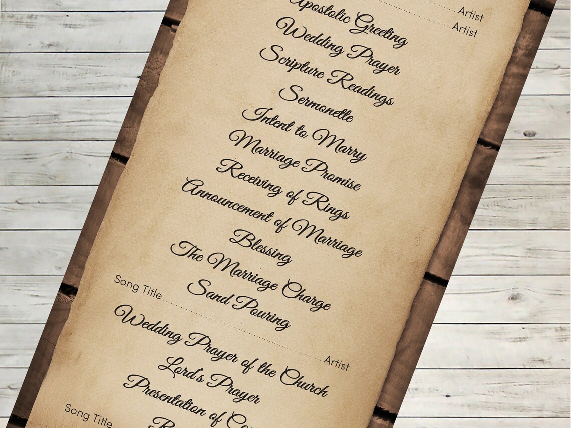 Country Wedding Ceremony Programs | Traditional Wedding Program ...