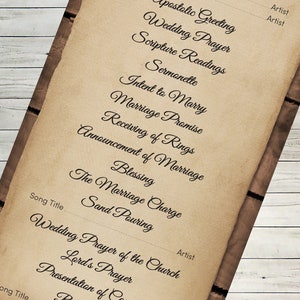 Country Wedding Ceremony Programs | Traditional Wedding Program ...