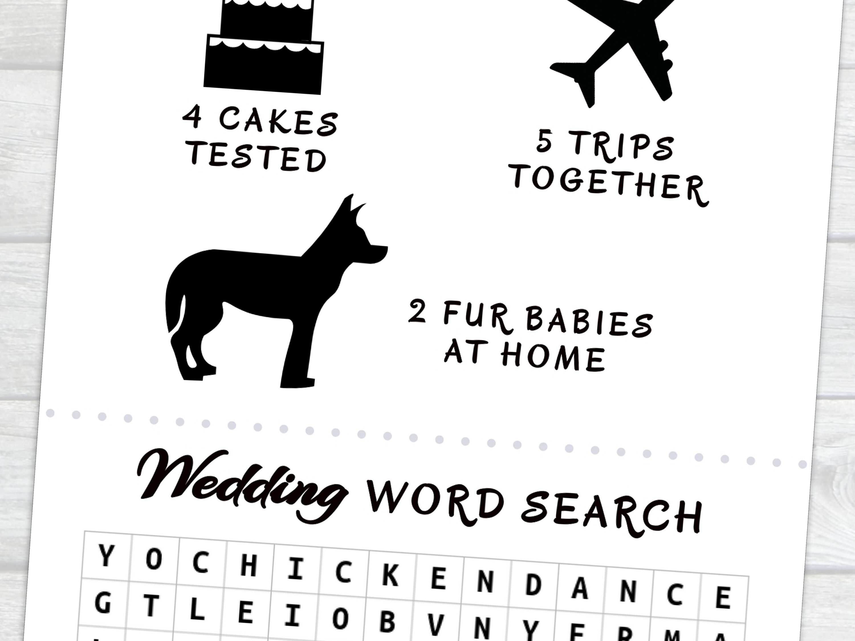 Fun Infographic Wedding Program Template, Word Search, Our Day by the ...
