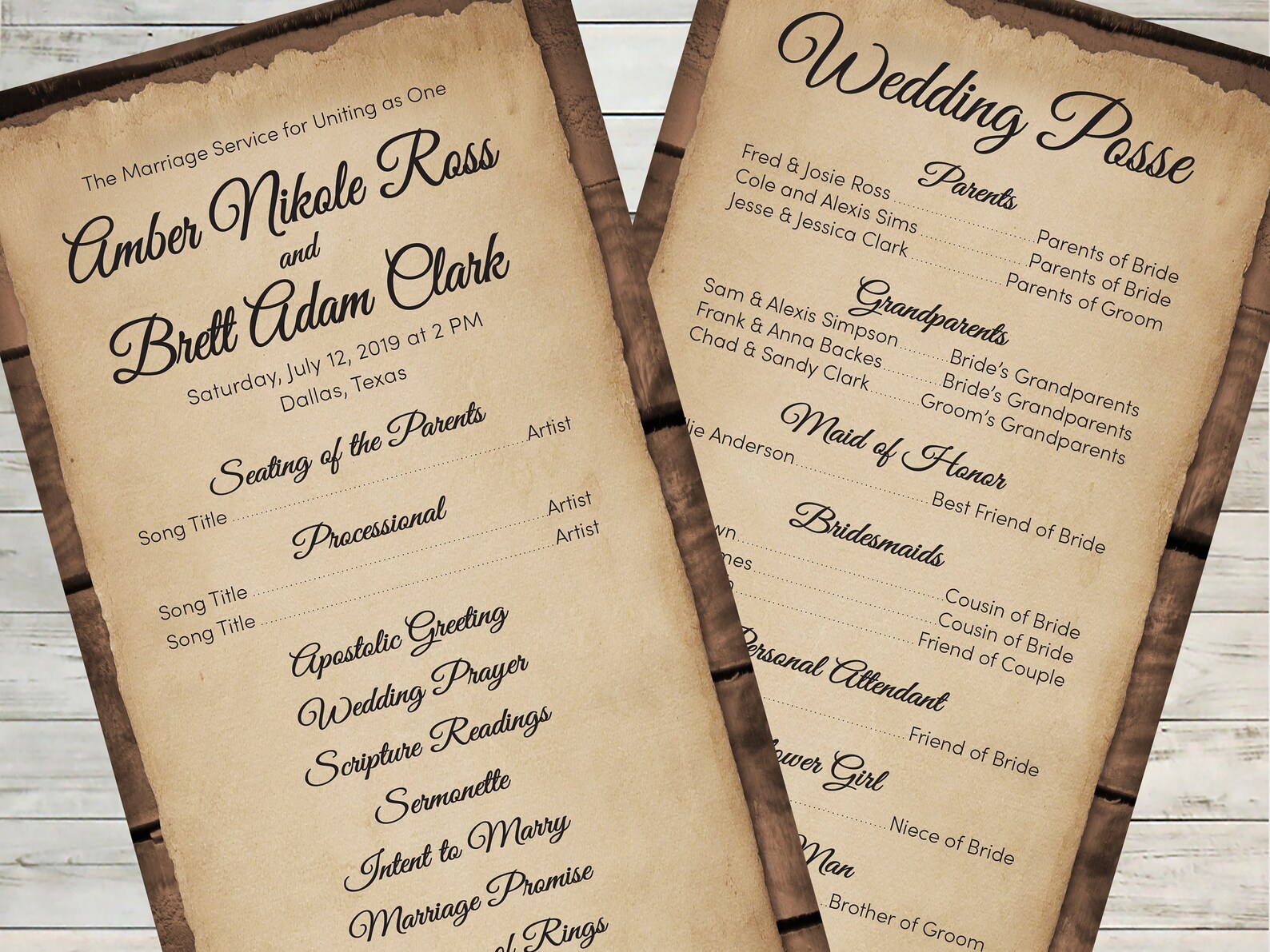 Country Wedding Ceremony Programs | Traditional Wedding Program ...