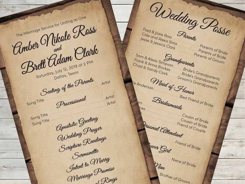 Country Wedding Ceremony Programs | Traditional Wedding Program ...