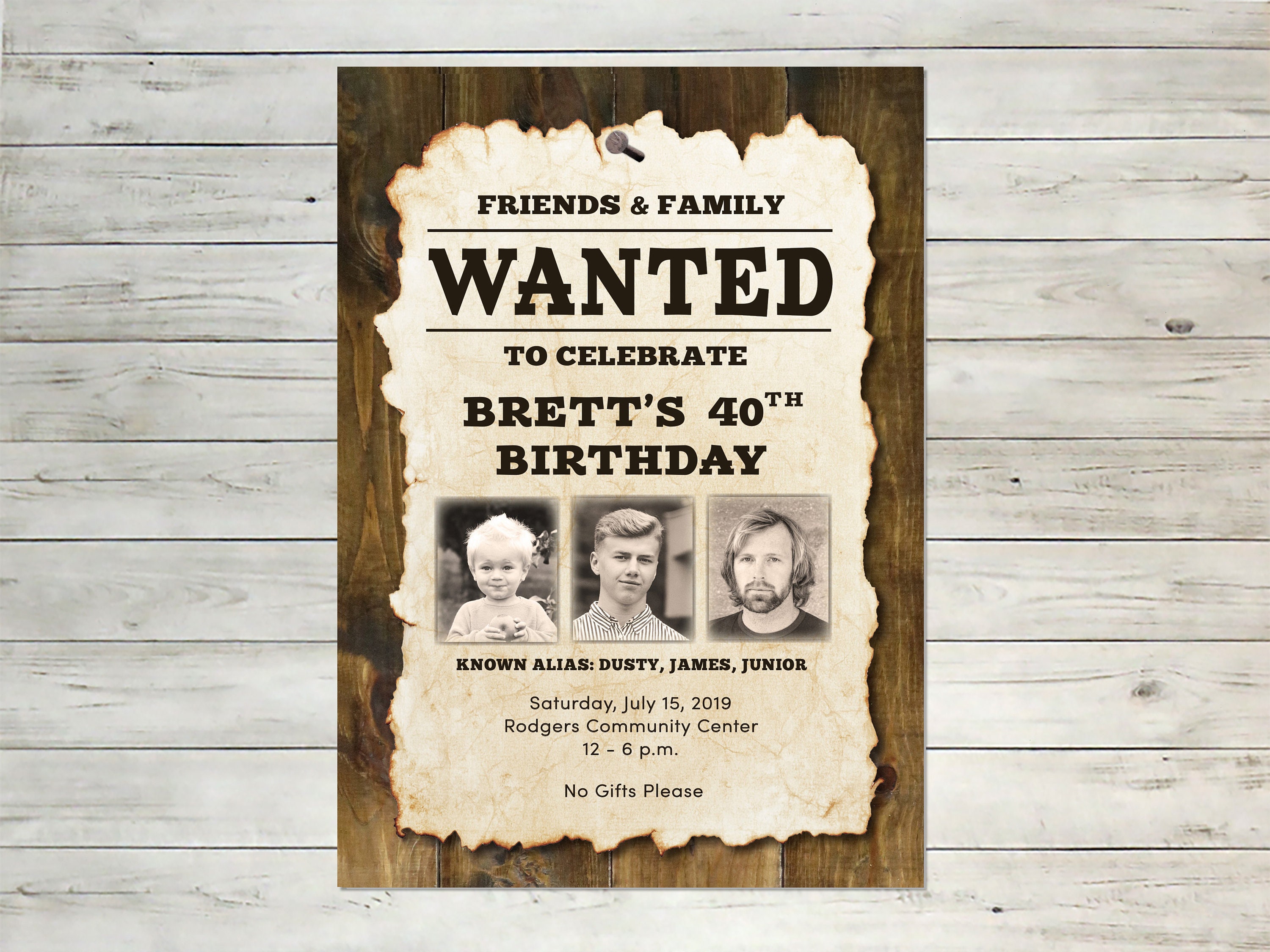 Wanted Wood Pallet Birthday Party Invitation Rustic Birthday - Etsy