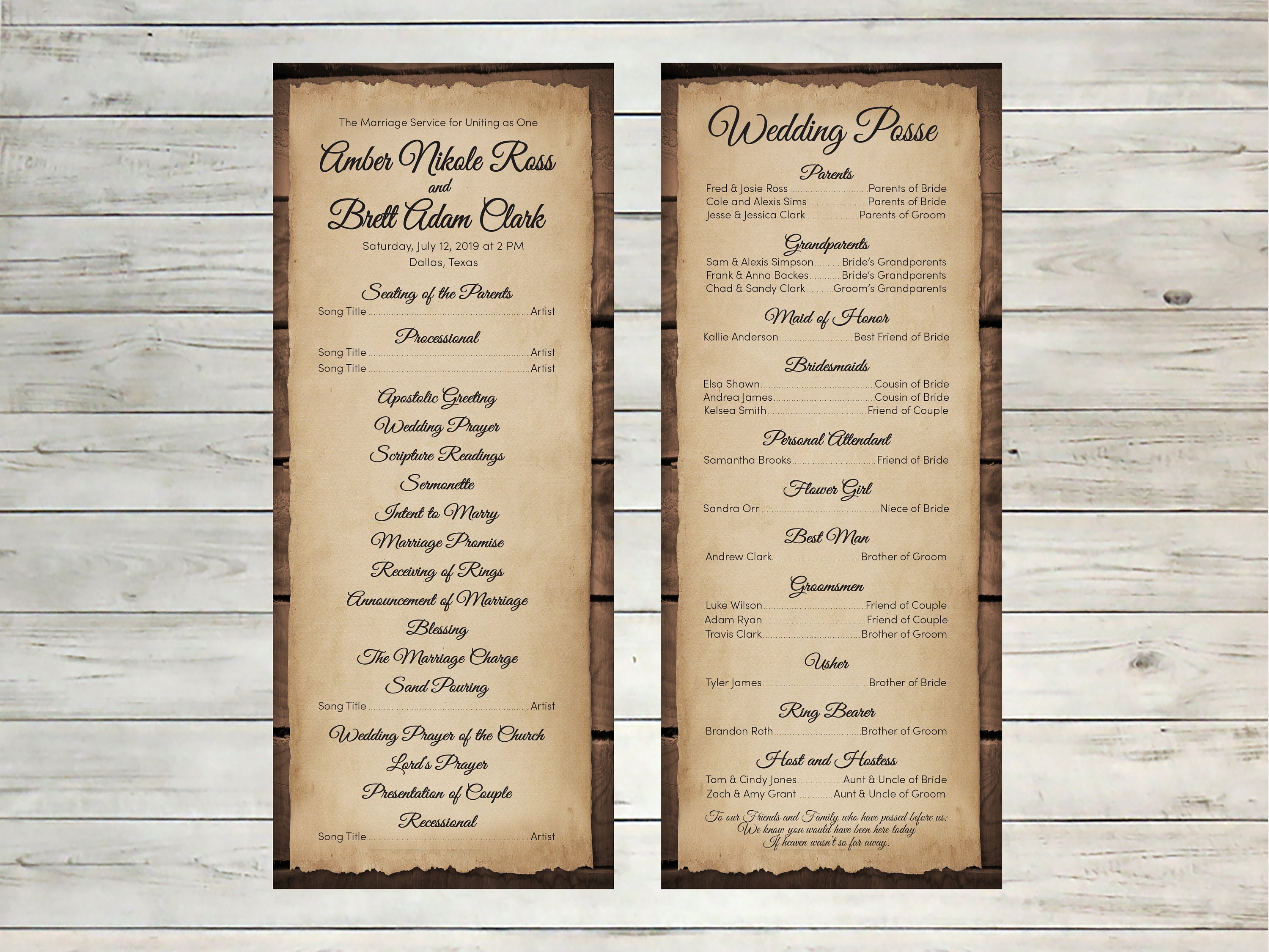 Country Wedding Ceremony Programs | Traditional Wedding Program ...