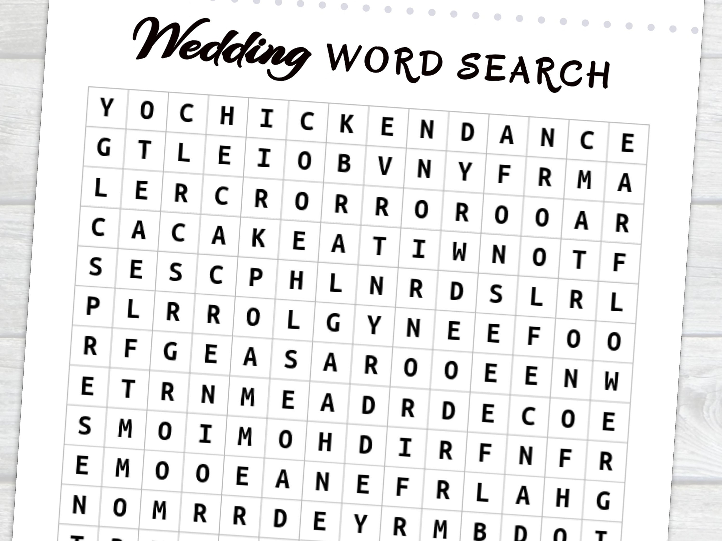 Fun Infographic Wedding Program Template, Word Search, Our Day by the ...