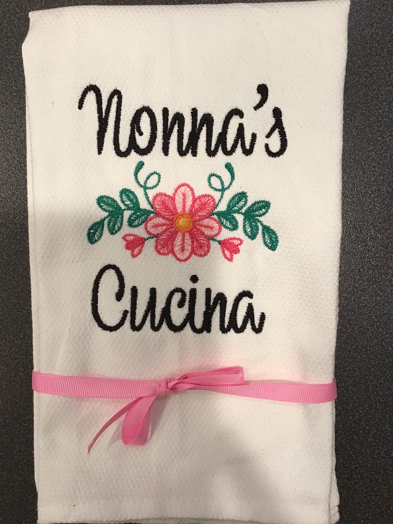 Custom Embroidered Tea Towel nonna's Kitchen | Etsy