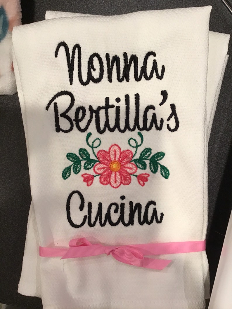 Custom Embroidered Tea Towel nonna's Kitchen - Etsy