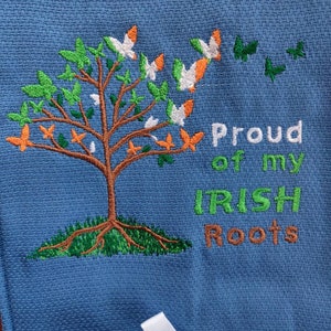 Custom Embroidered Tea Towel "proud of My Irish Roots" Ireland Design ...